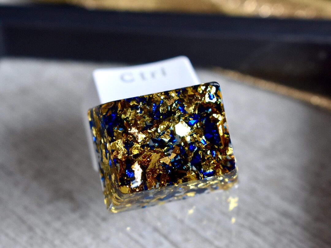 Ctrl Keycap for Mechanical Keyboard | Gold and Blue Foil Resin Handmade ...