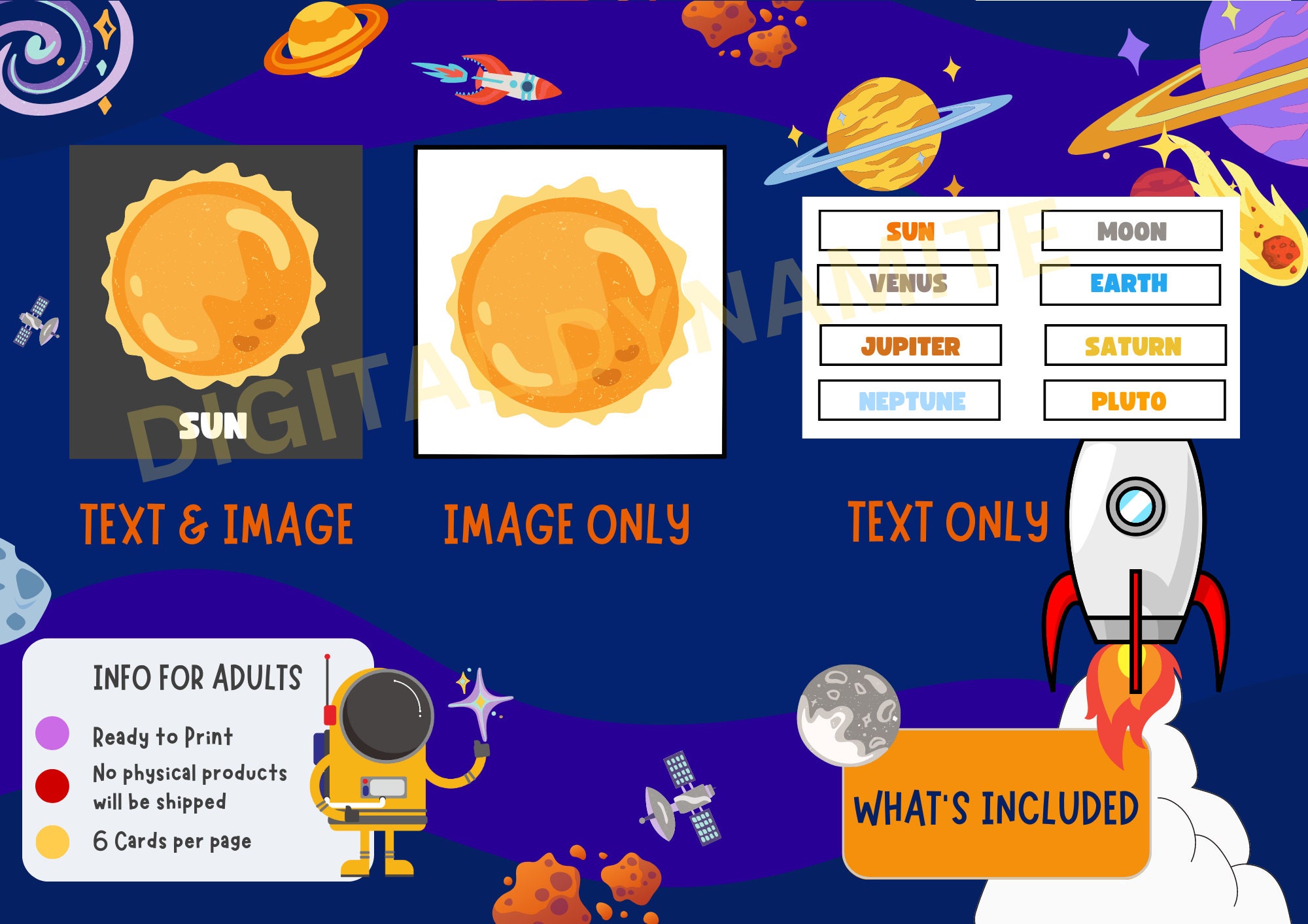 23 Printable Space Themed Flashcards for Kids, Planets, Teaching ...