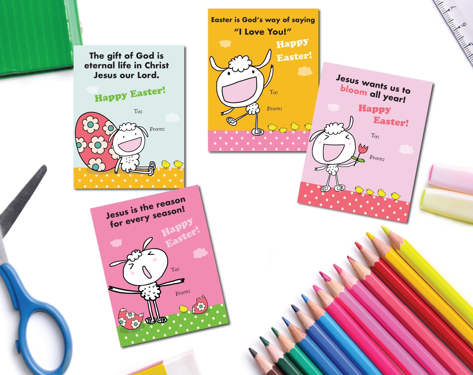 Kid's Easter Cards, Printable Christian Easter Card, Sunday School ...