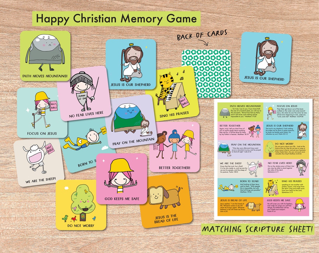Christian Memory Game Printable Instant Download Jesus Flash Cards ...