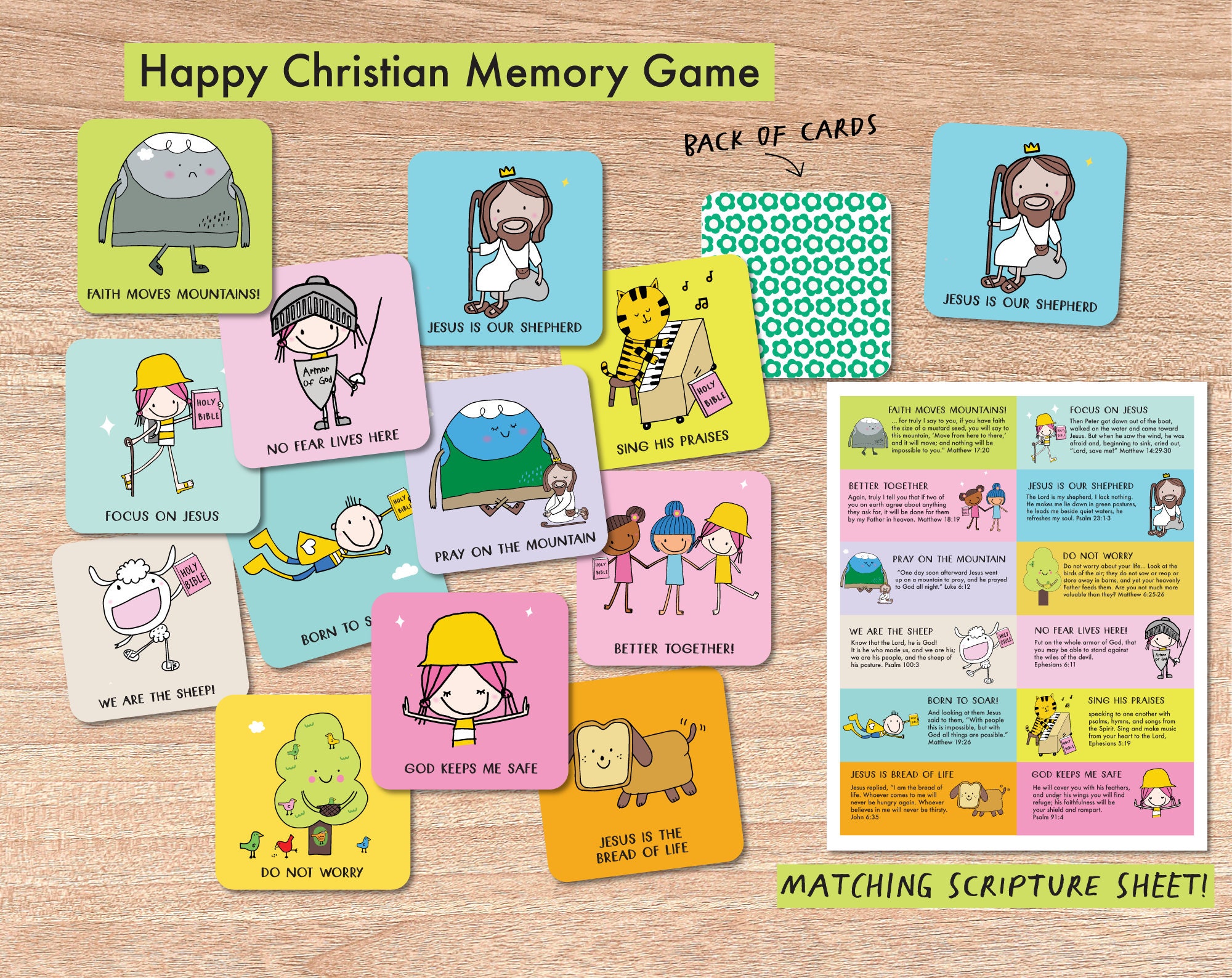Christian Memory Game Printable Instant Download Jesus Flash Cards ...