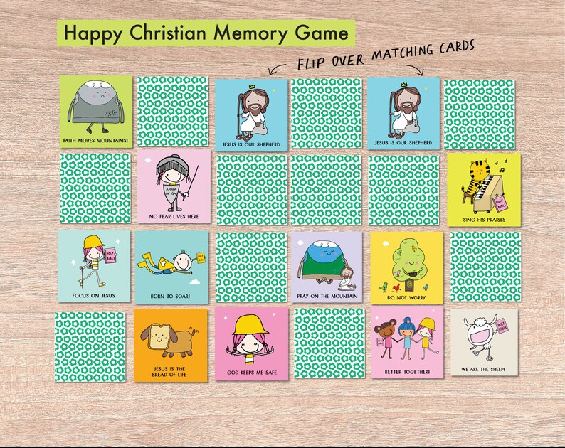 Christian Memory Game Printable Instant Download Jesus Flash Cards ...