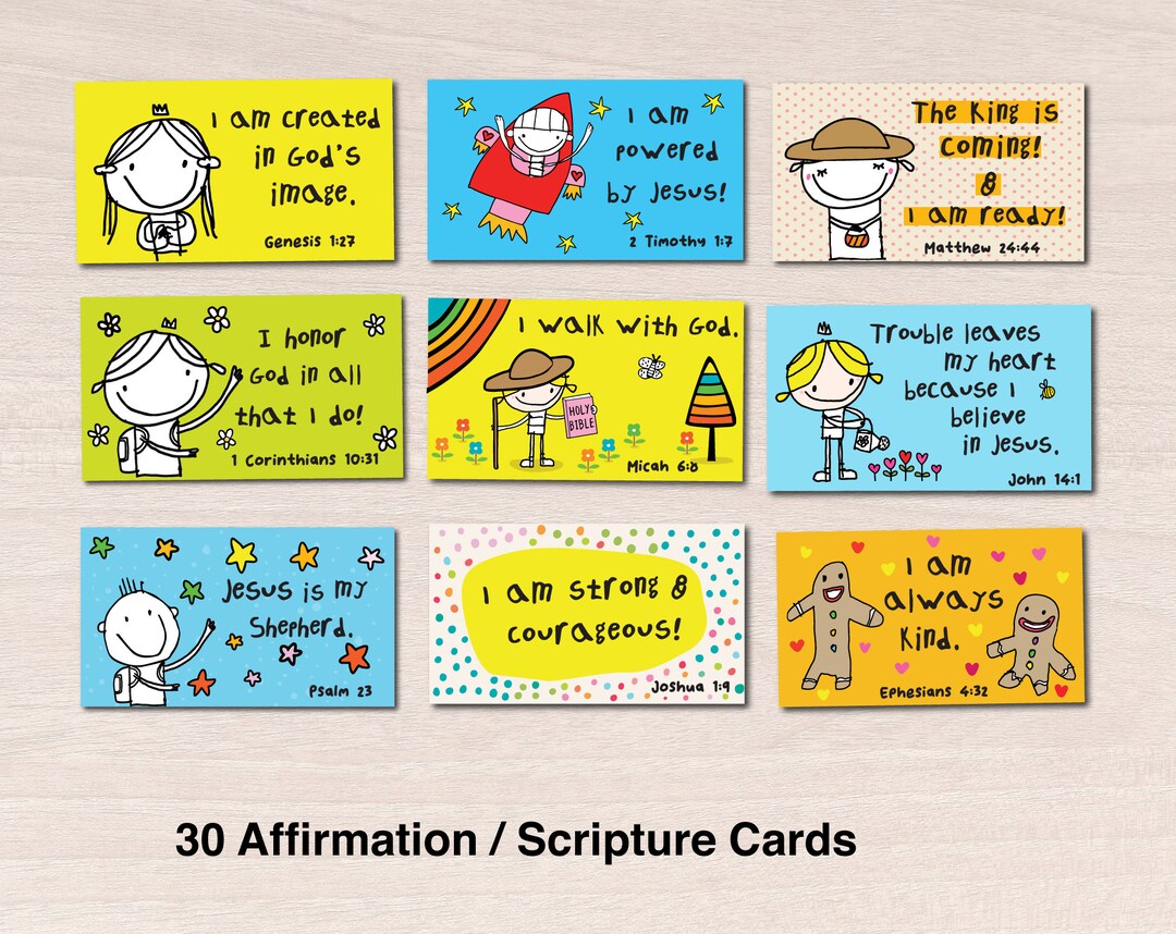 Printable Kids Scripture Cards Affirmation Cards Self Affirmation Cards ...