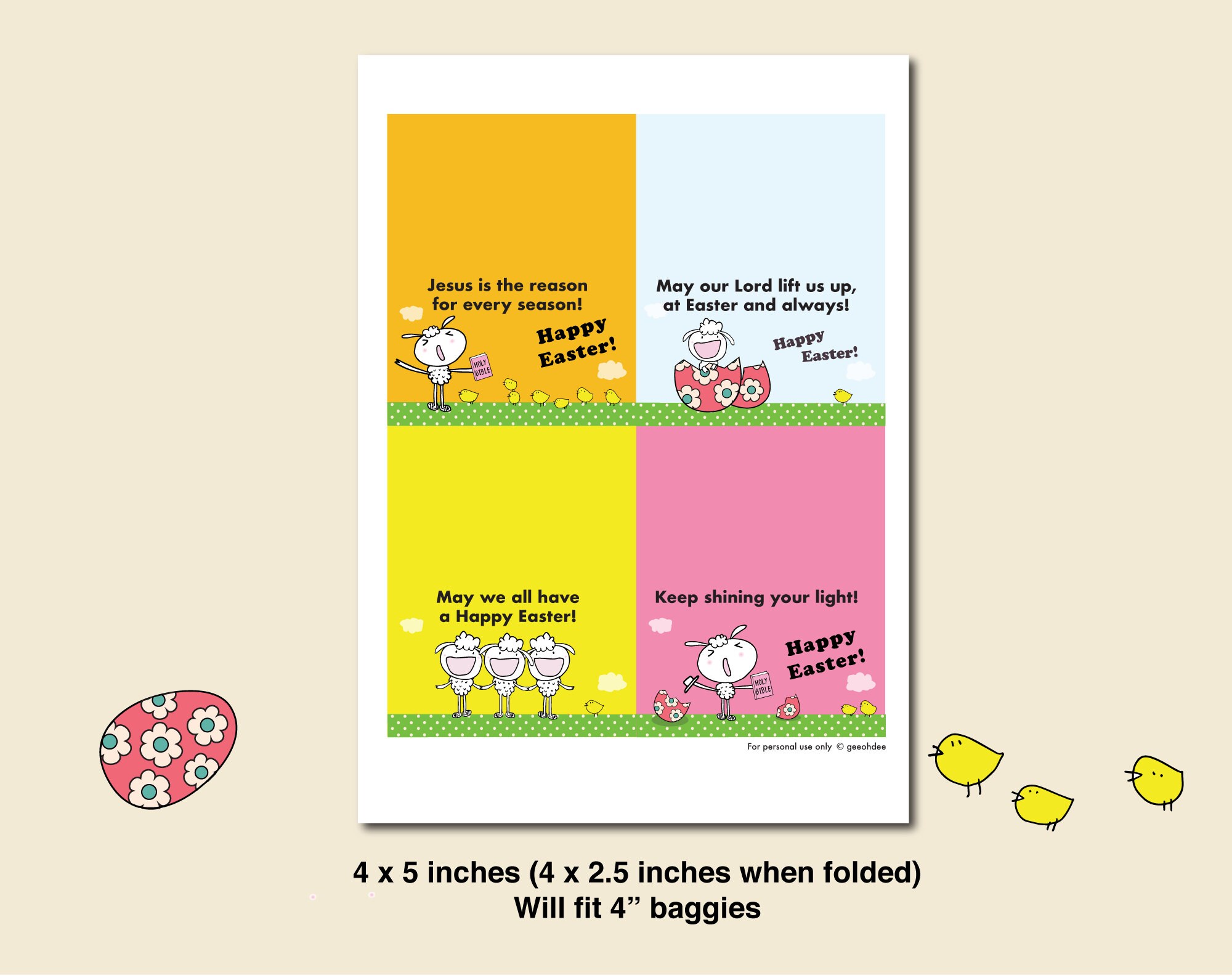 Easter Treat Bag Toppers, Printable Christian Toppers, Sunday School ...