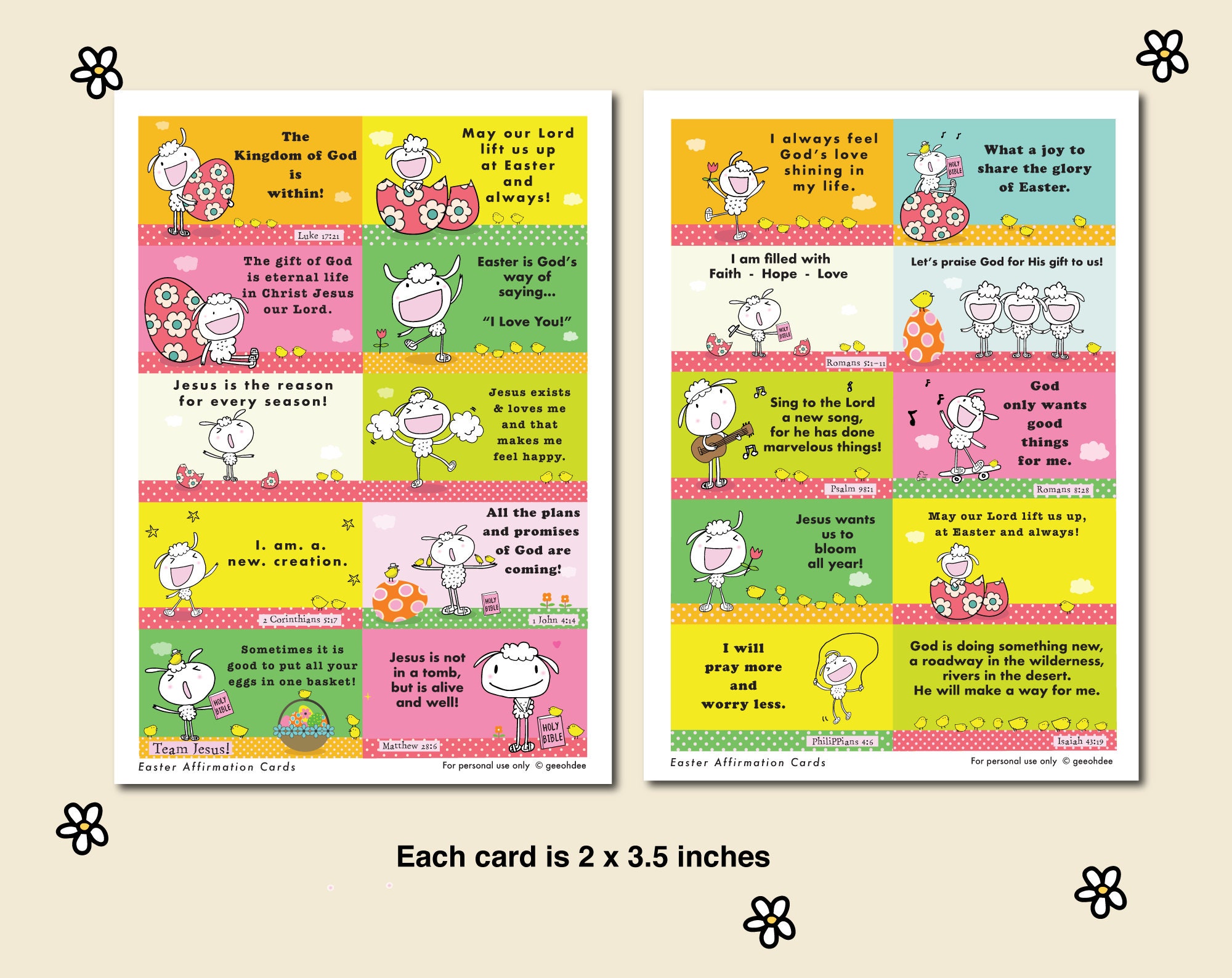 Easter Printable Cards Kids Scripture Cards Self Affirmation Cards ...
