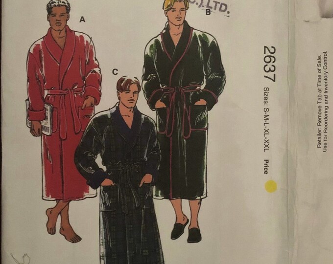 Men's Snuggly Wrap Robe in Three Versions Sewing Pattern Kwik Sew 2637 ...