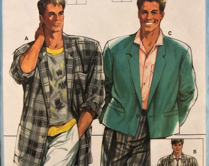 Vintage 80's Man's Jacket in 3 Lengths Sewing Pattern Burda 6408. Chest ...