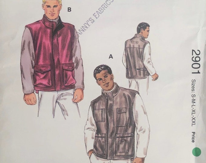 Vintage 2000, Rugged, Fishing, Cargo Vest Sewing Pattern Kwik Sew 2901 ...
