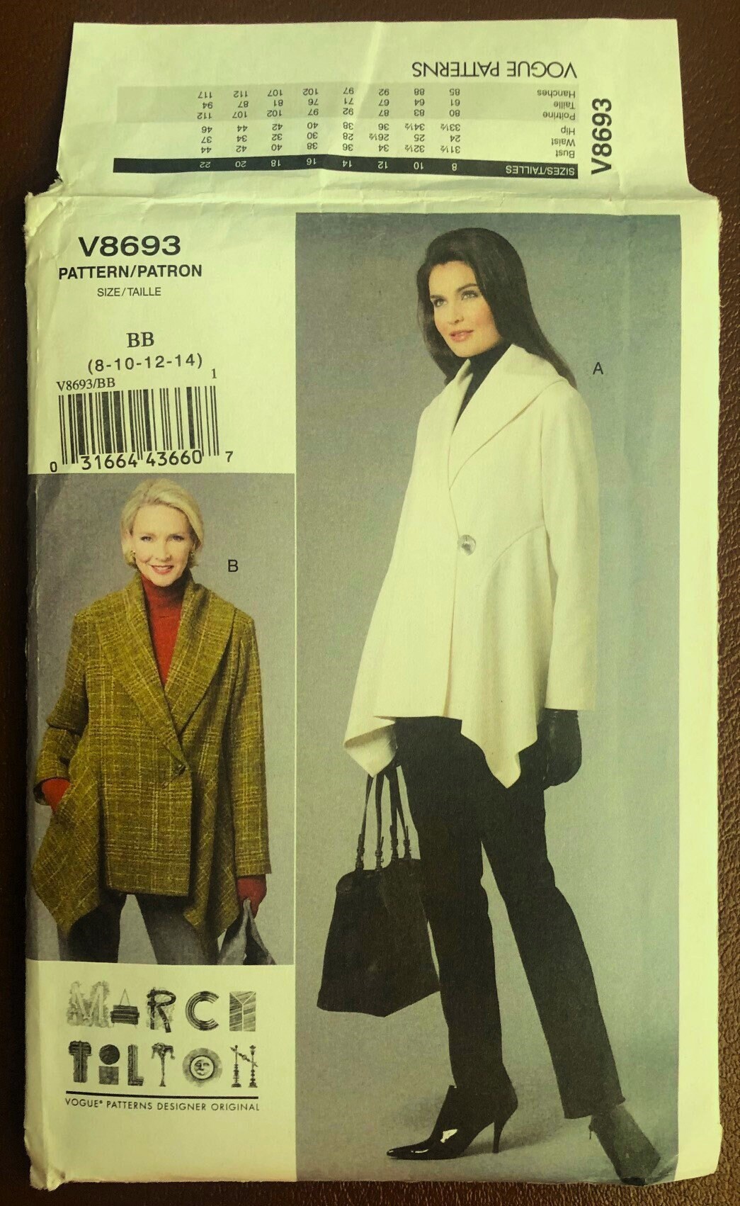 Loose Fitting Jacket by Marcy Tilton Sewing Pattern Vogue 8693. Size 8 ...