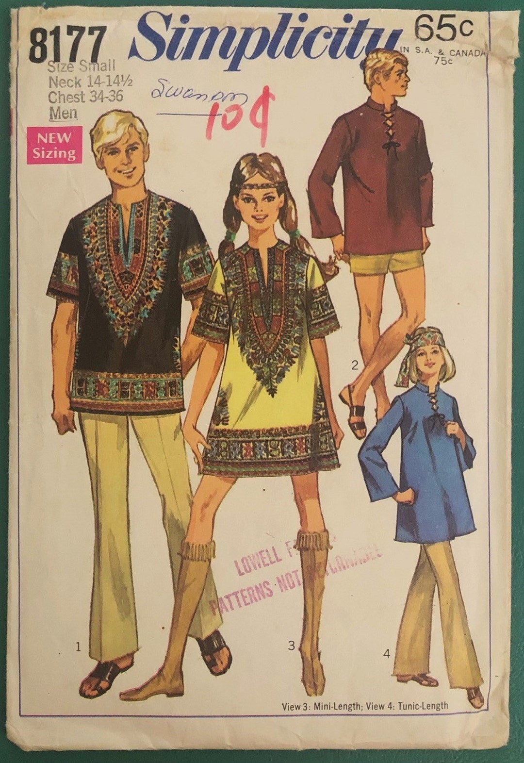 Vintage 60's, Man's Pullover Shirt Sewing Pattern Simplicity 8177. Size ...