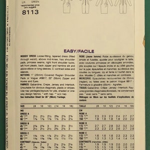 Vintage 90's, Tapered Dress With Visual Interest Details Sewing Pattern ...