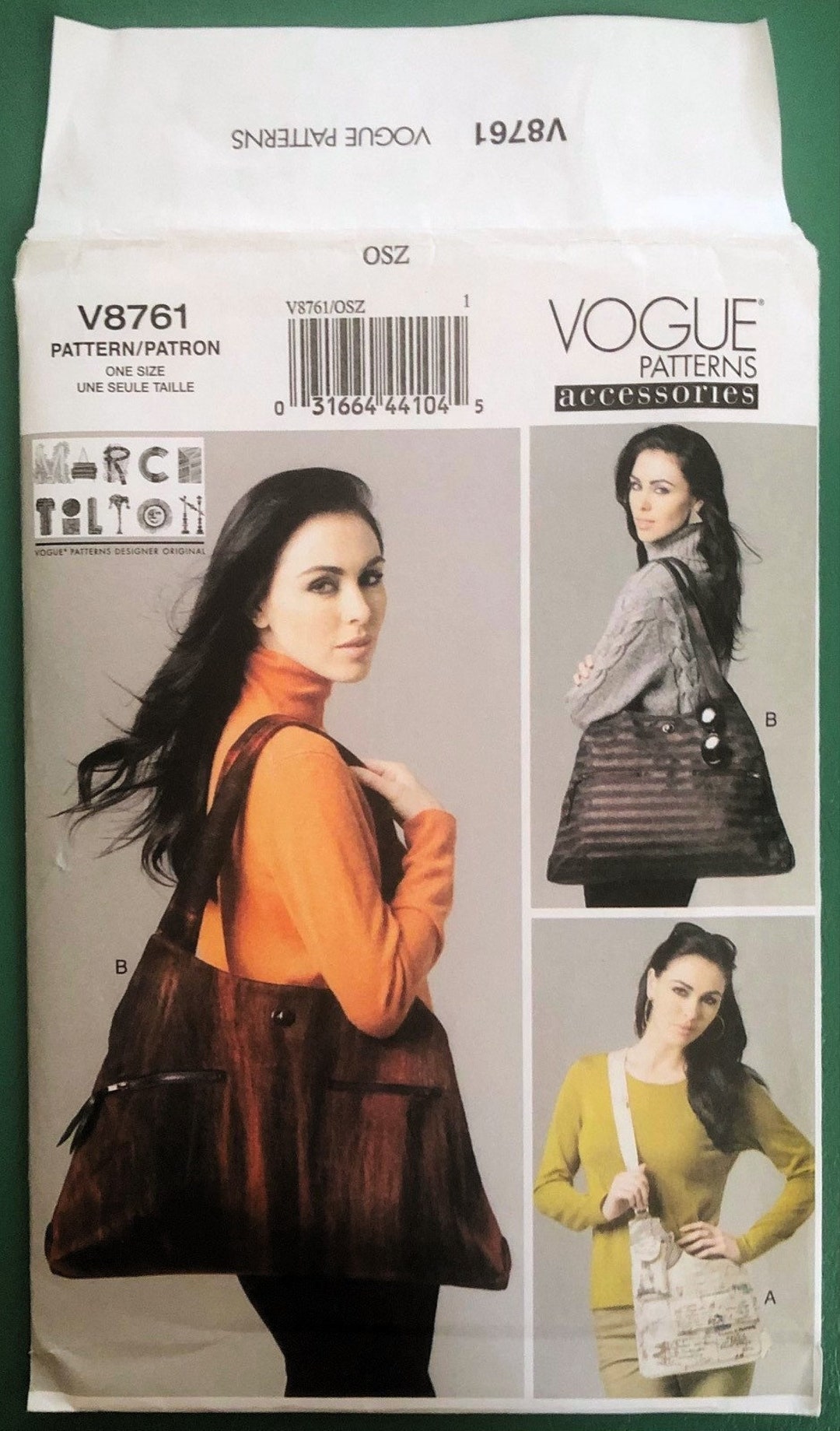 Two Attractive, Lined Bags Sewing Pattern Vogue Accessories 8761 ...