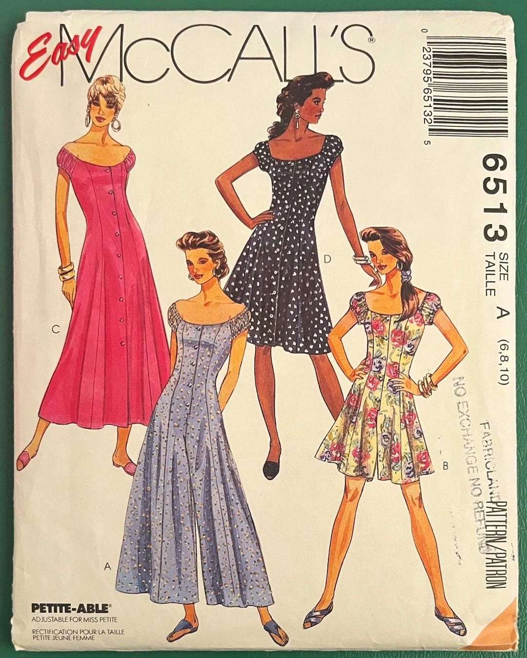 Vintage 90's, Soft & Pretty Dress, Jumpsuit or Romper Sewing Pattern ...