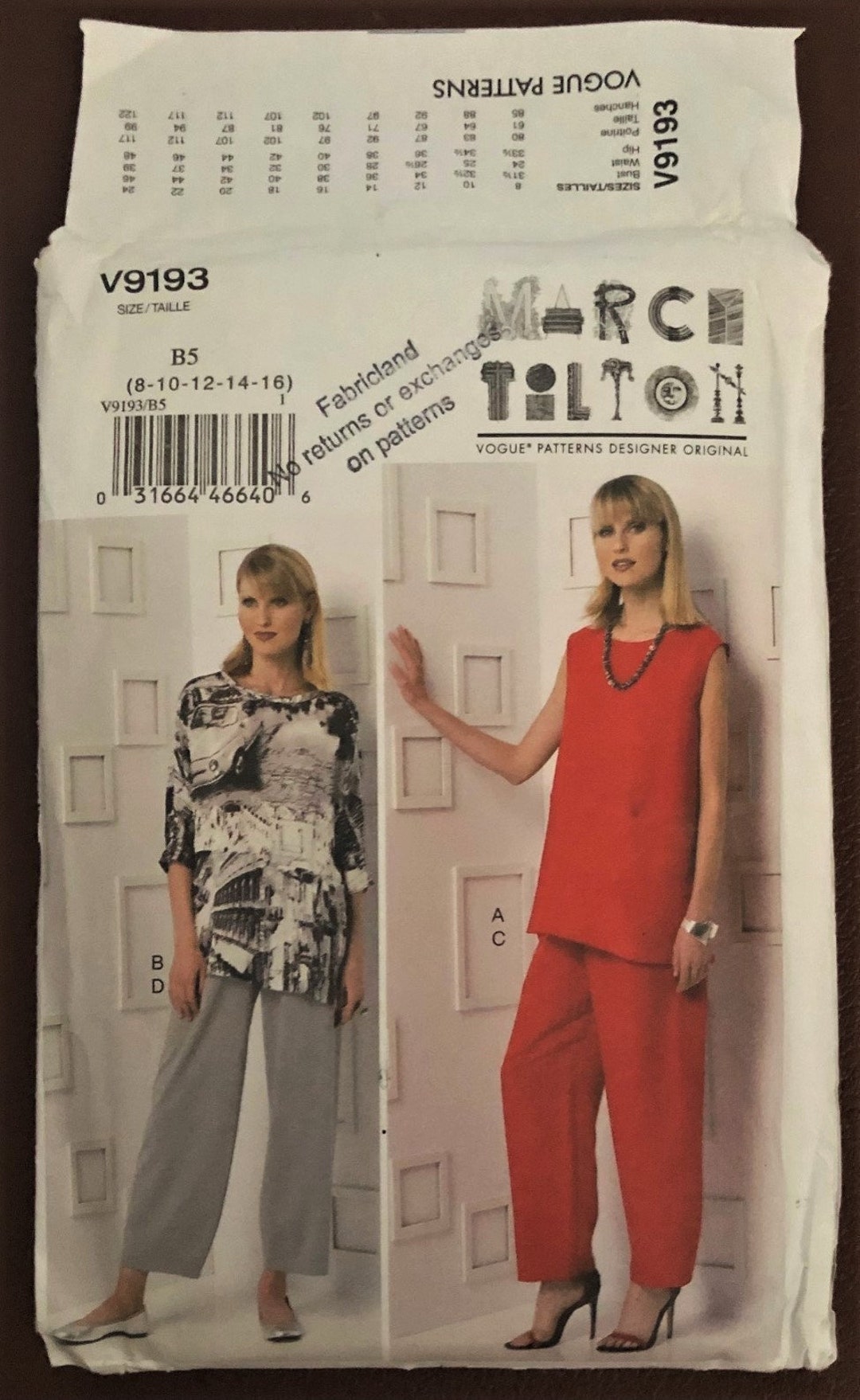 Easy Wear Tunic & Pants by Marcy Tilton Sewing Pattern Vogue - Etsy