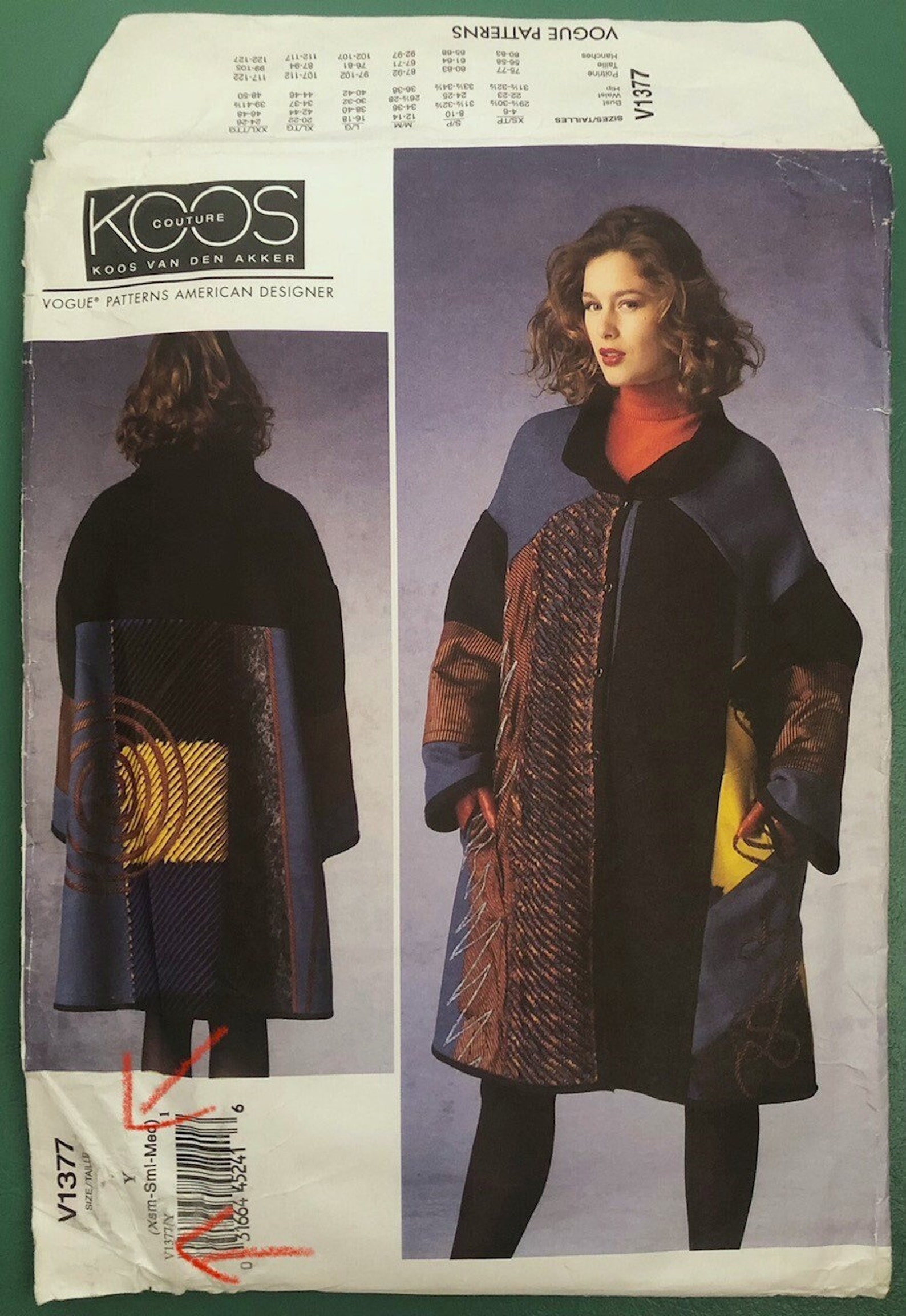 Art-to-wear, Unlined Coat by Koos Van Den Akker Sewing Pattern Vogue ...