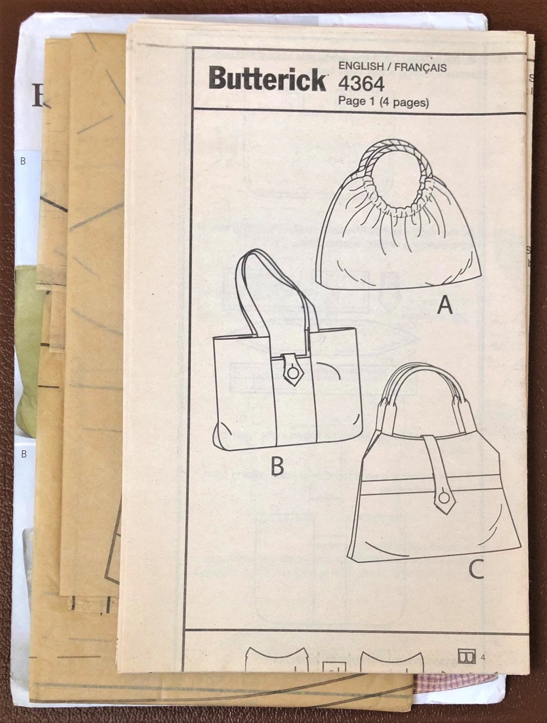 Handbags, Purses Sewing Pattern Butterick 4364. Size: 17x12. Get ...