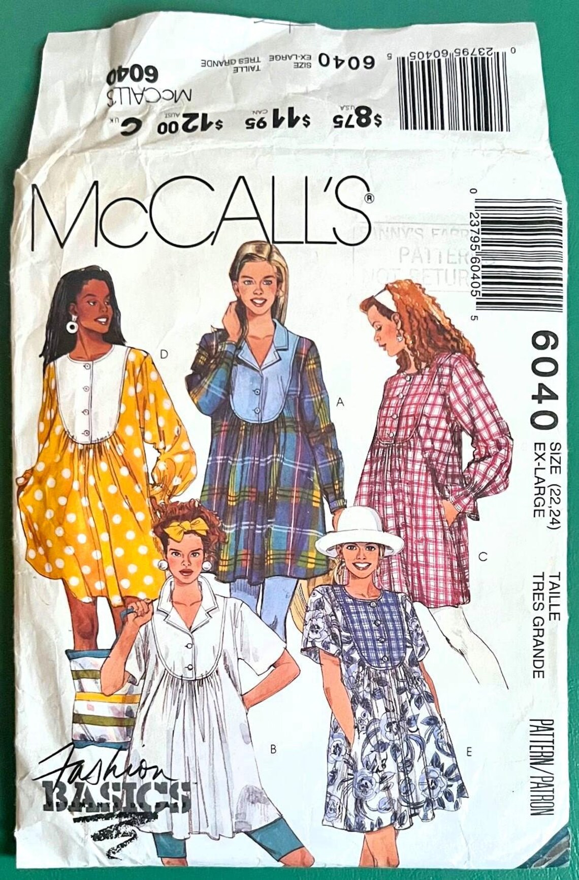 Vintage 90's, Super Cute & Comfy, Loose-fitting Tunics Sewing Pattern ...