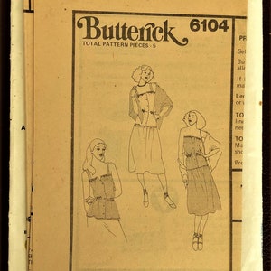 Pretty Vintage Dress, Top or Shawl Sewing Pattern Butterick 6104. Size ...