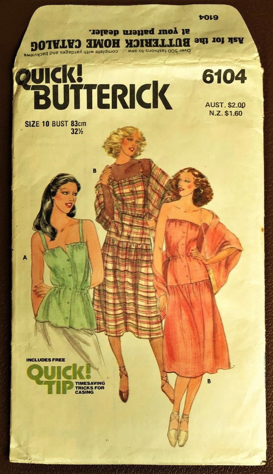 Pretty Vintage Dress, Top or Shawl Sewing Pattern Butterick 6104. Size ...