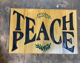 Teach Peace Wood Sign, Teach Peace Rainbow Wood Sign, Teach Peace Hand ...