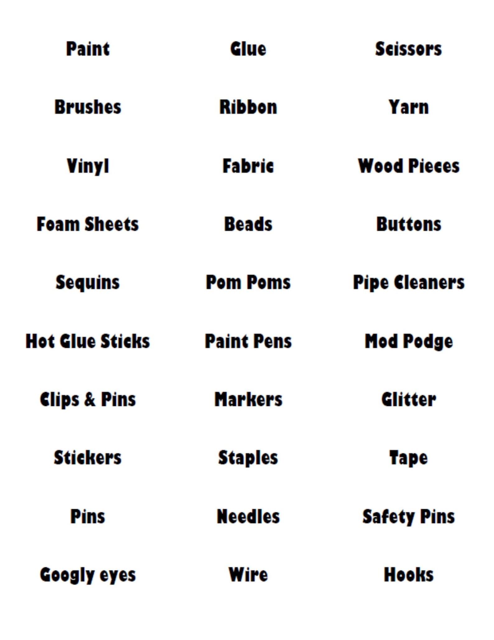Printable Craft Supply Labels – 5 Font Styles (digital Download) - Etsy