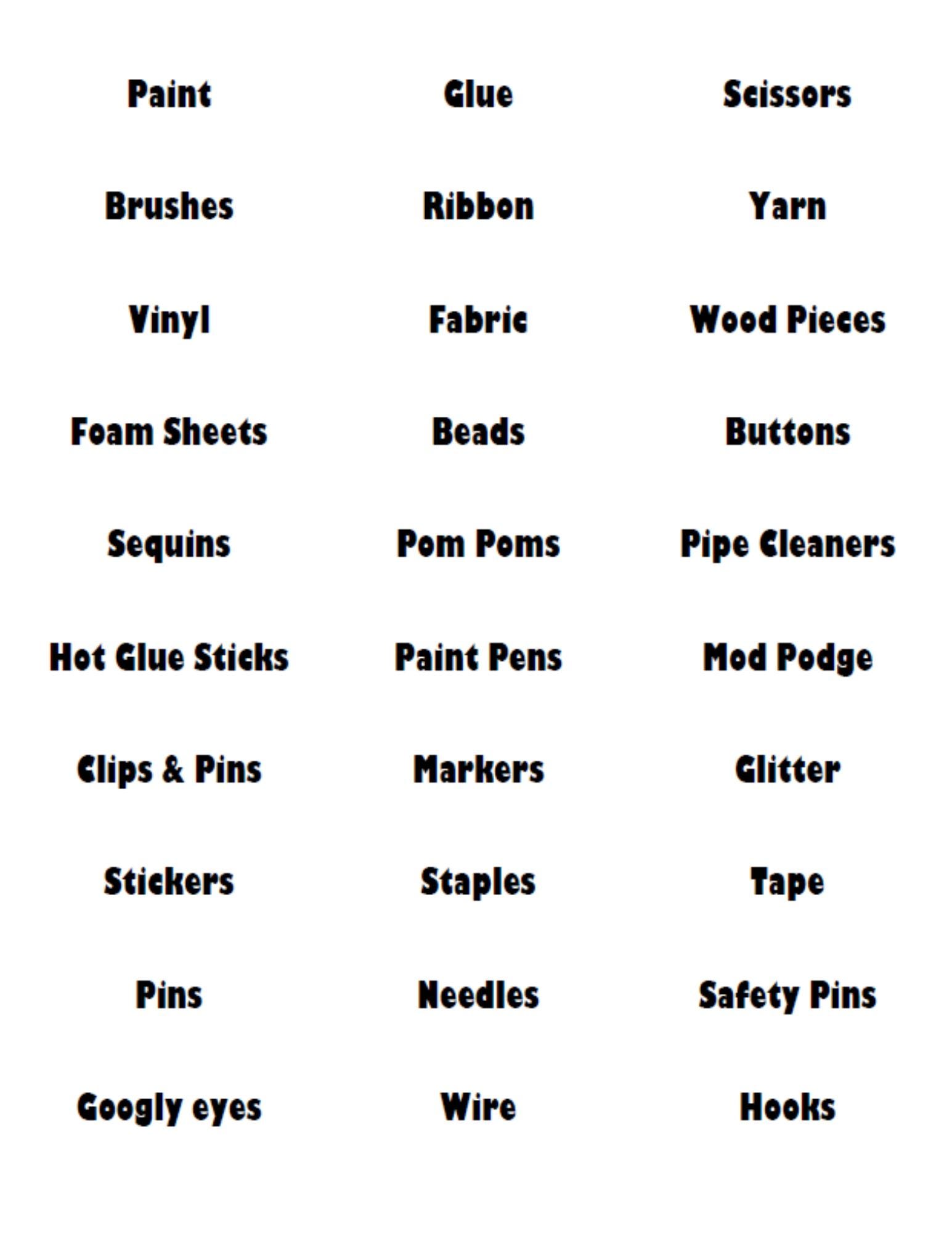Craft Supply Labels Printable – 5 Font Styles | 2 5/8" X 1" Label ...