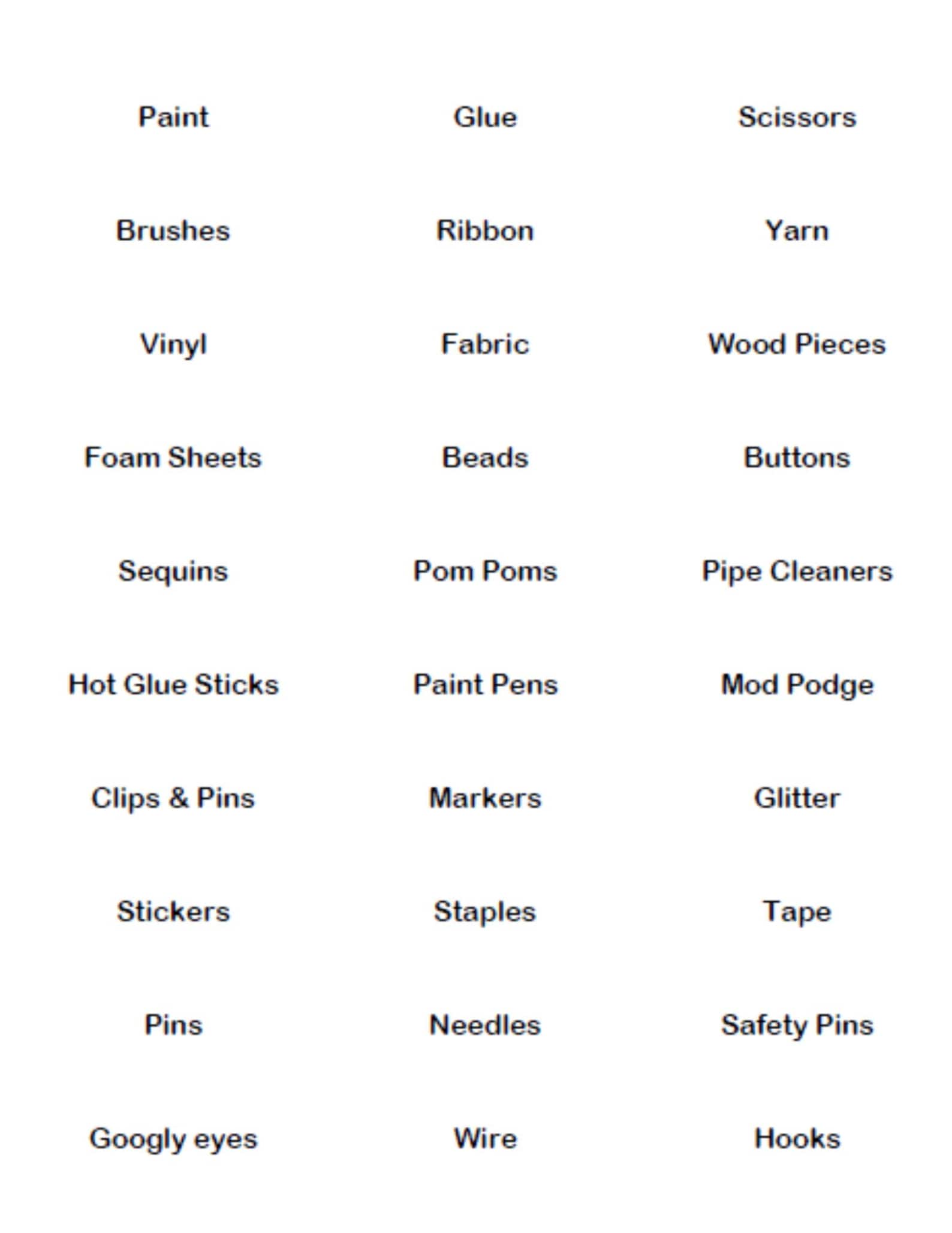 Craft Supply Labels Printable – 5 Font Styles | 2 5/8" X 1" Label ...
