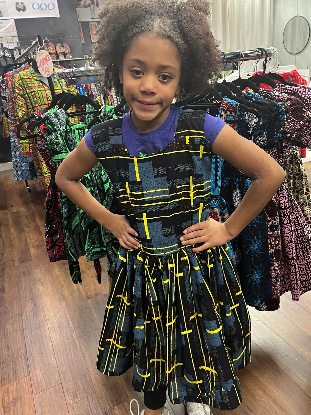 African Kitenge. Kids Short Sleeve Dress. Kitenge Patterned Kids Dress ...