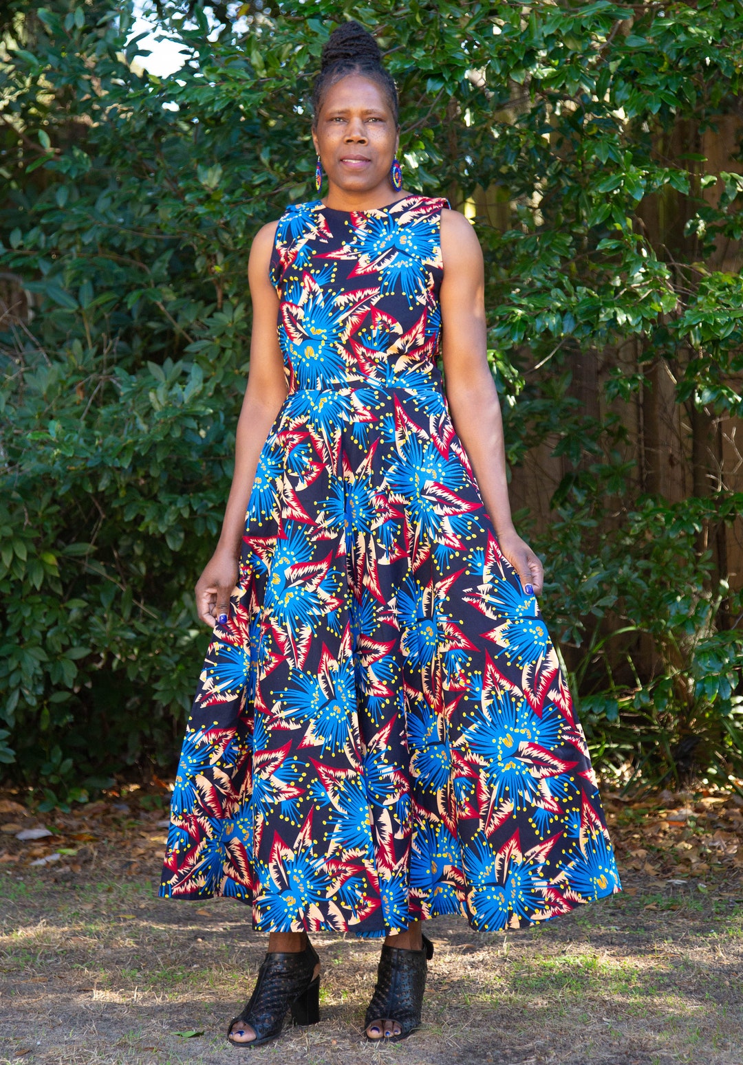 African Kitenge. Fit and Flare Dress. Women One Size. Kenyan Ethnic ...