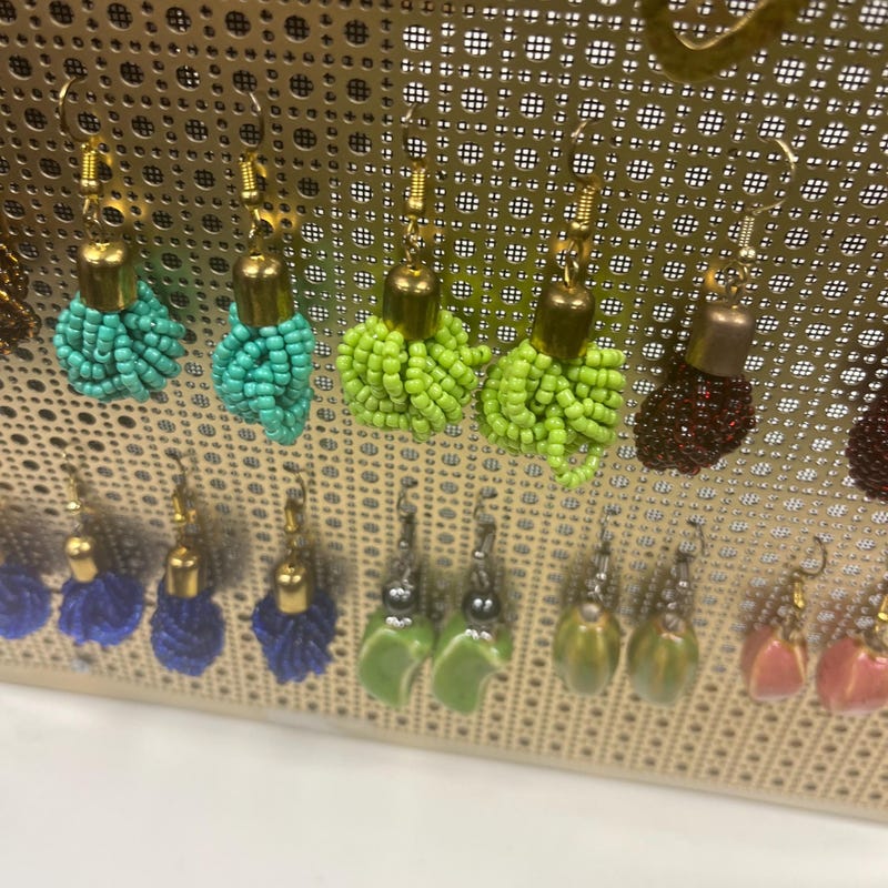 Red Earing on Silver Drop - Etsy