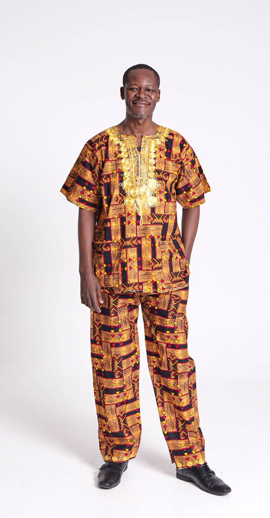 African Kitenge Men's Suit: Mixed Color Matching Outfit - Etsy