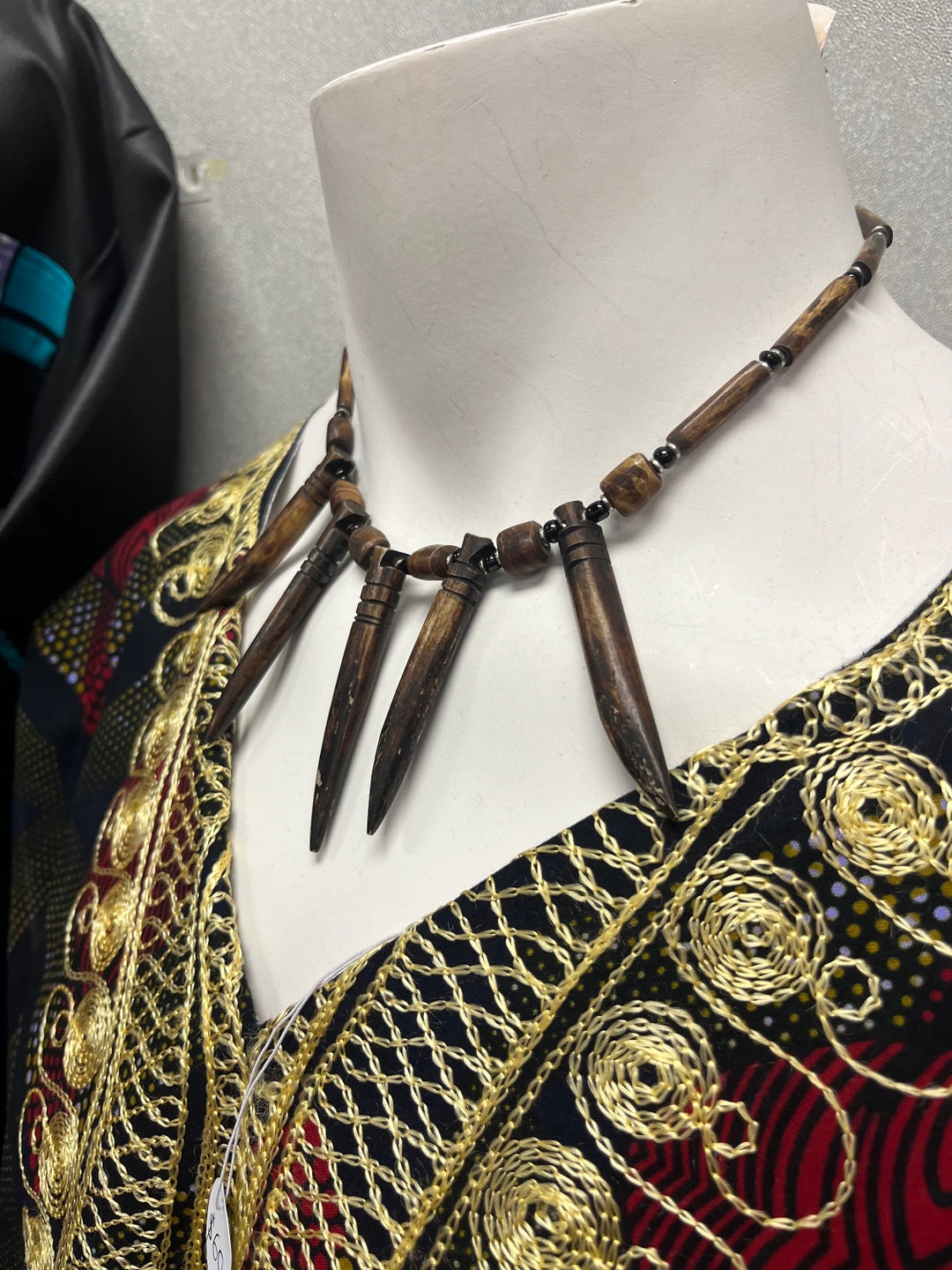 Men Wakanda Necklace. Ethnic Bead and Cow Bone Jewelry. African Men ...