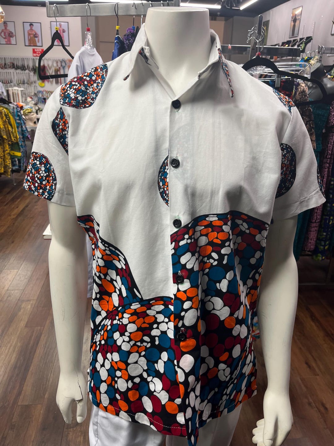 Men African Kitenge. Kenyan Ethnic Men Shirt. White Red Mix - Etsy