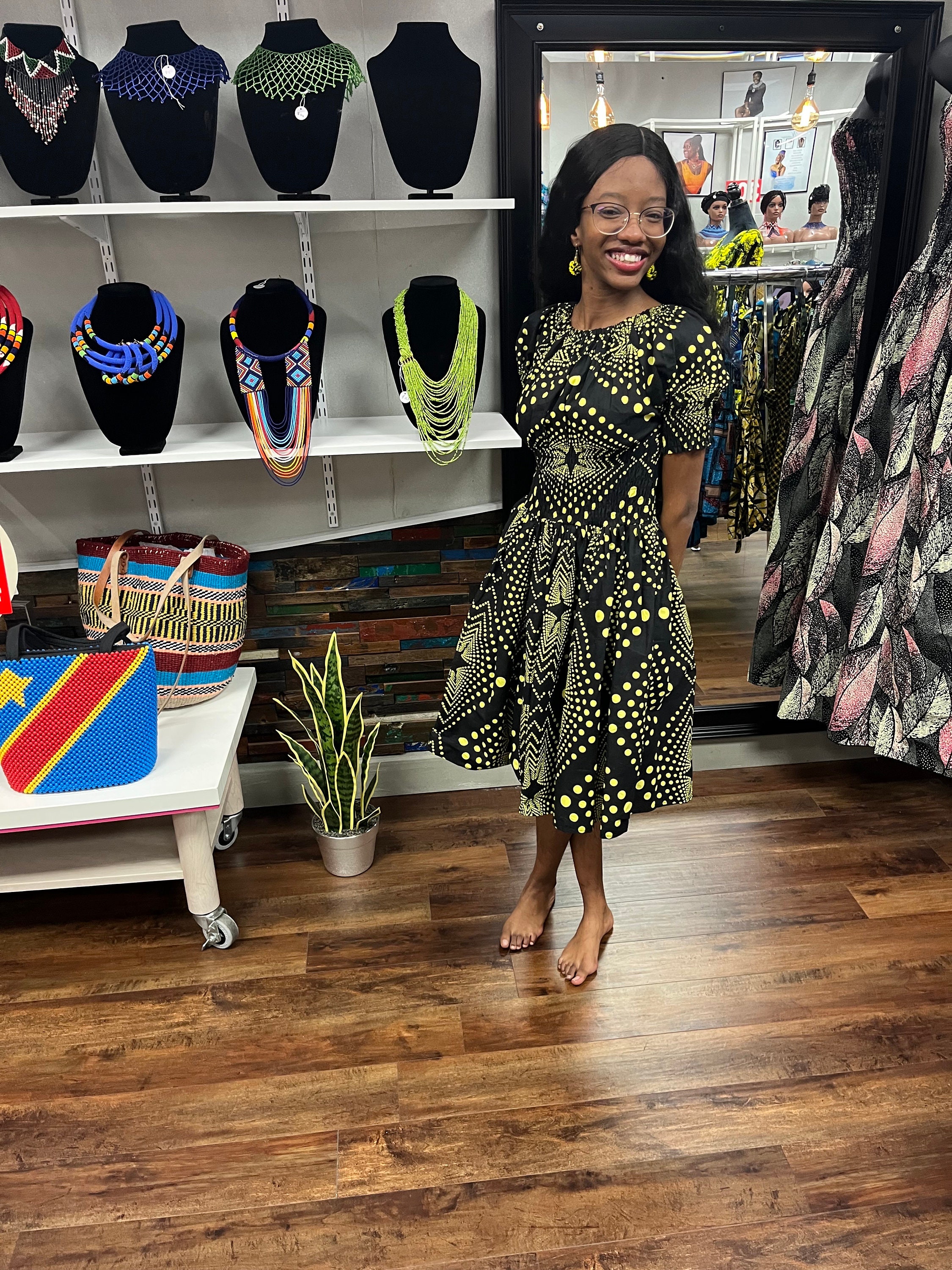 African Kitenge. Kids Short Sleeve Dress. Kitenge Patterned Kids Dress ...