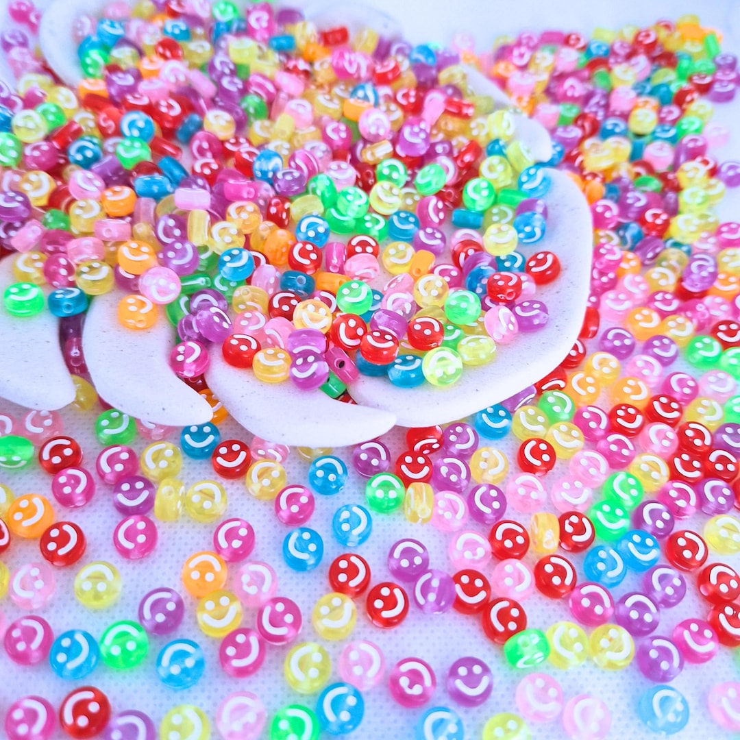 Smiley Face Beads, Smile Face Bead, Happy Face Bead, Acrylic Smiley ...