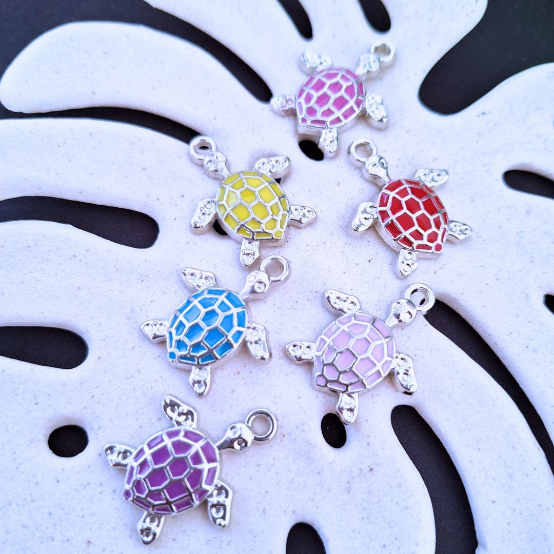 5 Pcs, Sea Turtle Charm, Acrylic Turtle, Mix Turtle, Nautical Charm ...