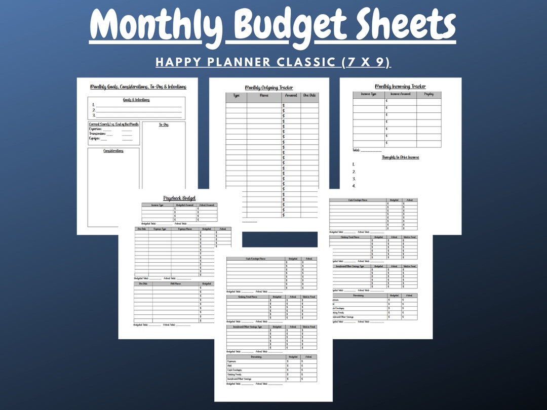 2021v Printable Monthly Budget Kit 7x9/happy Planner Classic - Etsy