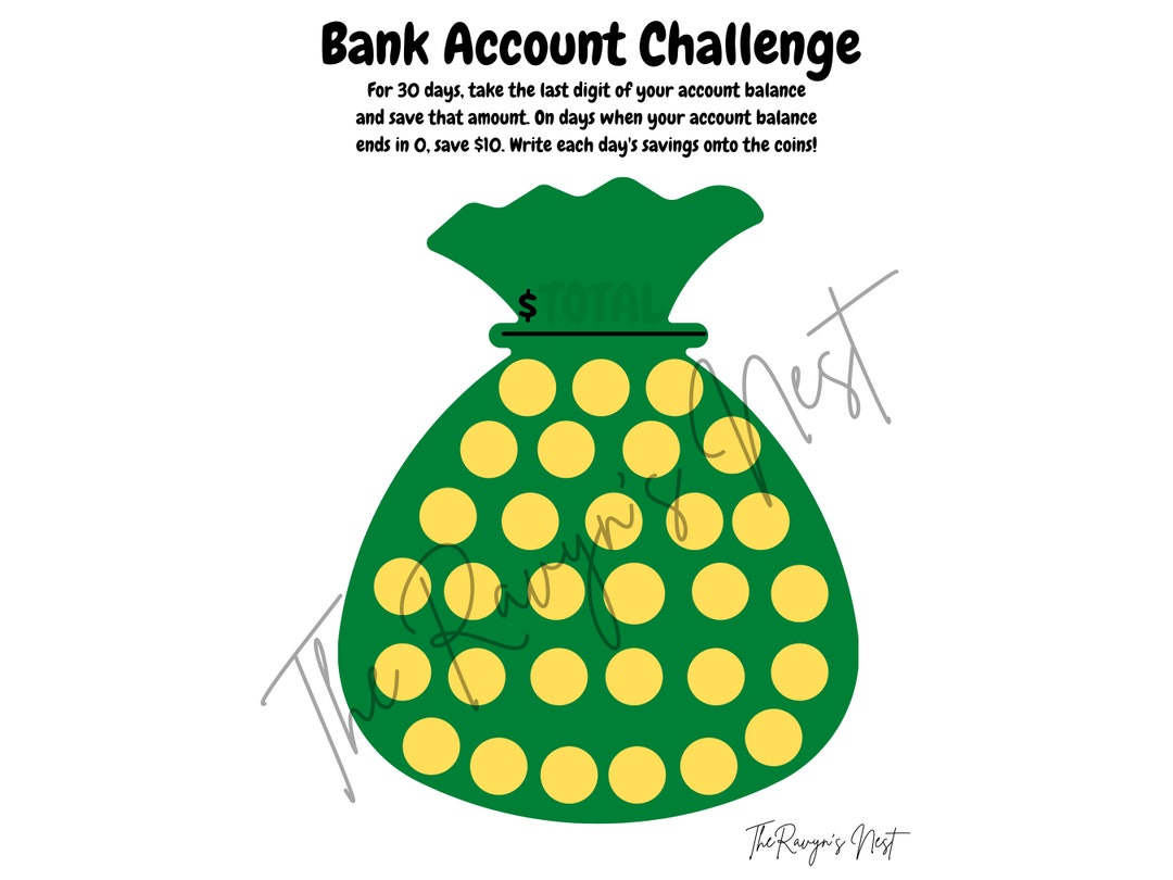 30 Day Savings Challenge Bank Account Challenge 8.5x11 - Etsy