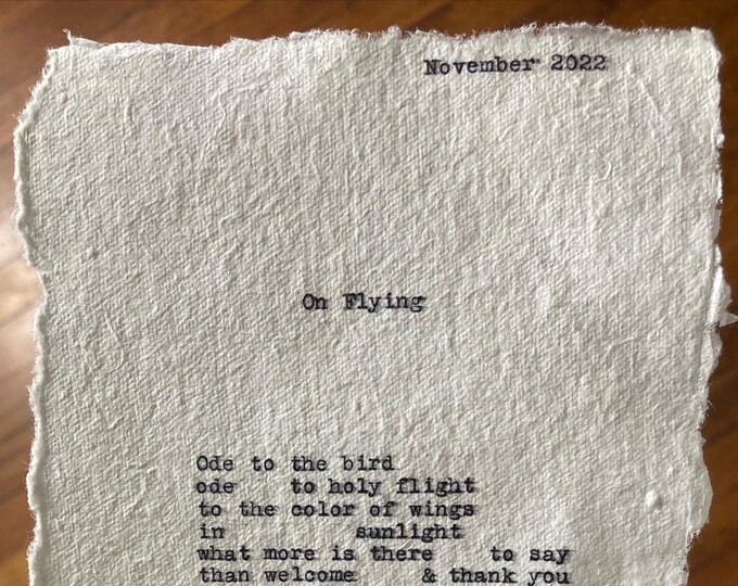 Custom Poem, Personalized Poem, Typewriter Poetry, Deckled Edge, Cotton ...