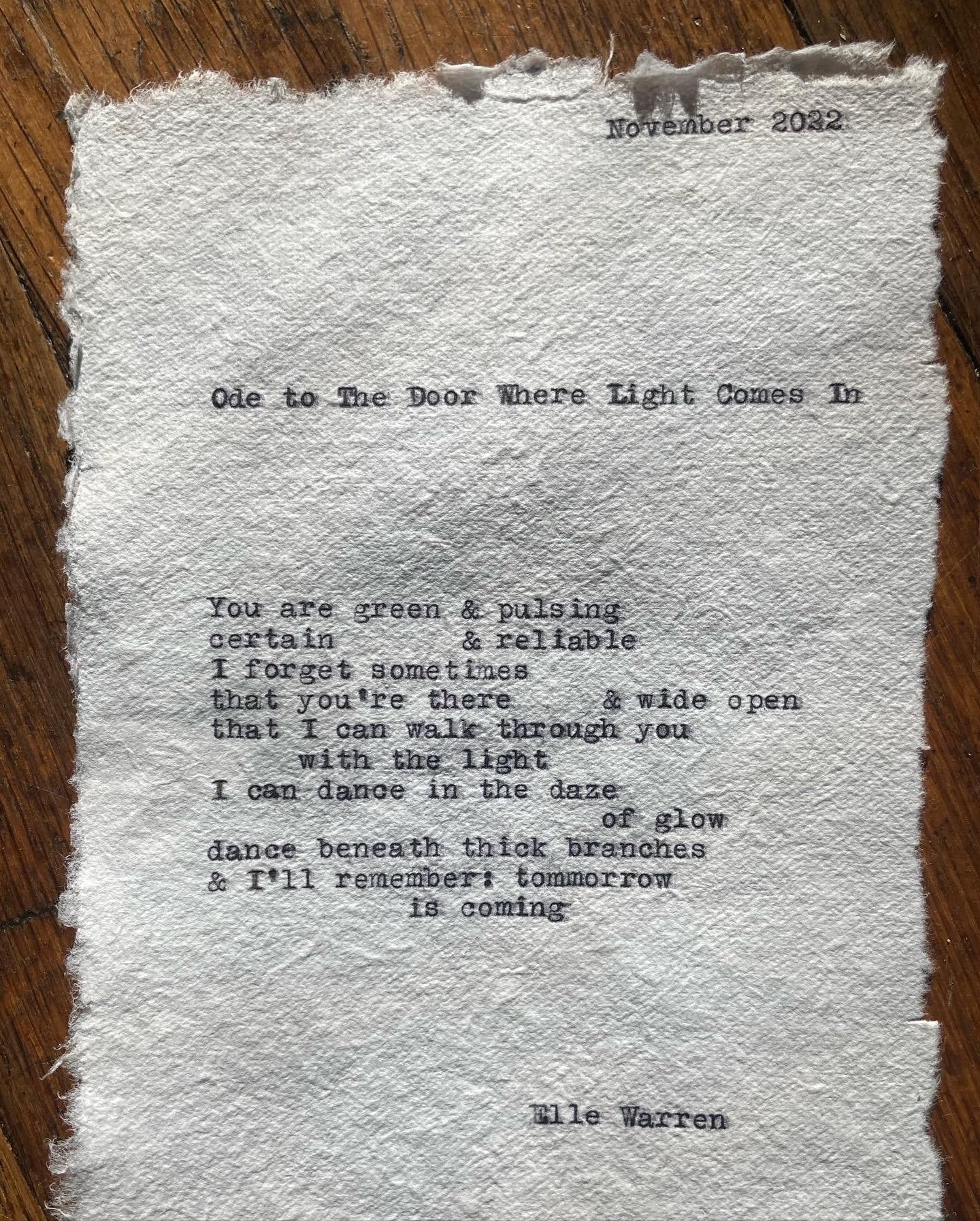 Custom Poem, Personalized Poem, Typewriter Poetry, Deckled Edge, Cotton ...