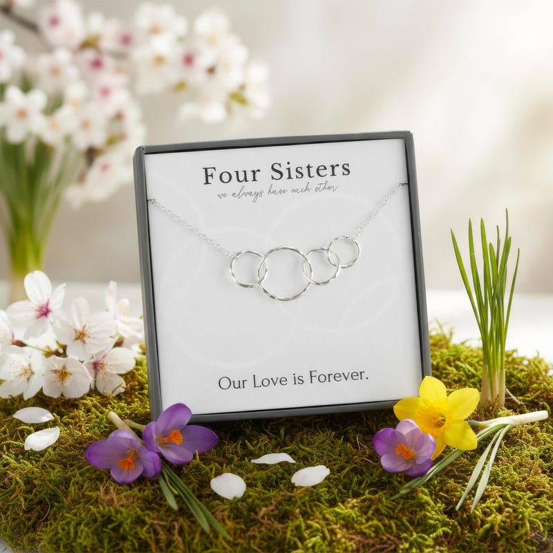 4 Circle Silver Necklace - Etsy