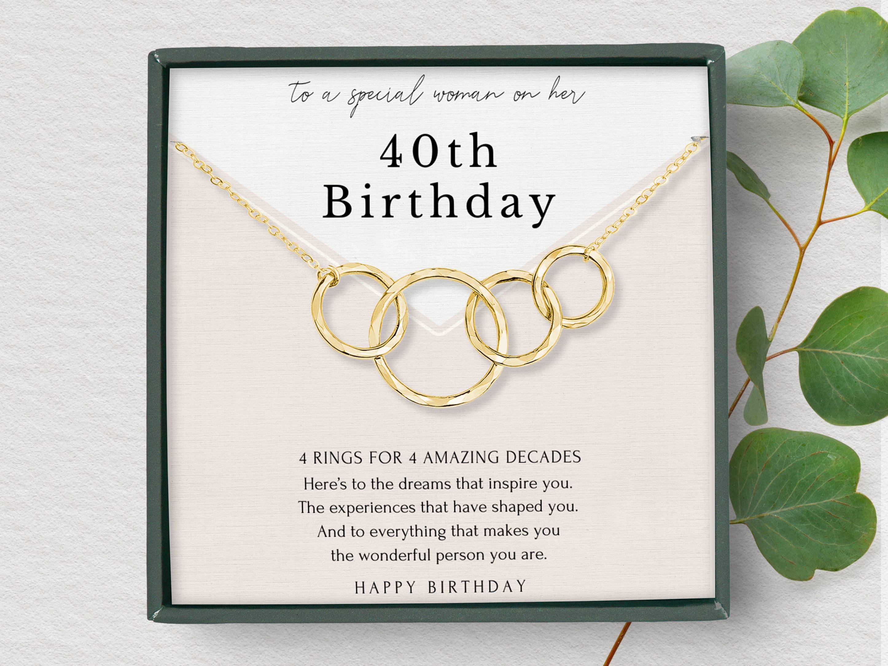 40th birthday necklace gift 4 rings for 4 decades 40th birthday gift for her Sterling silver jewelry gift