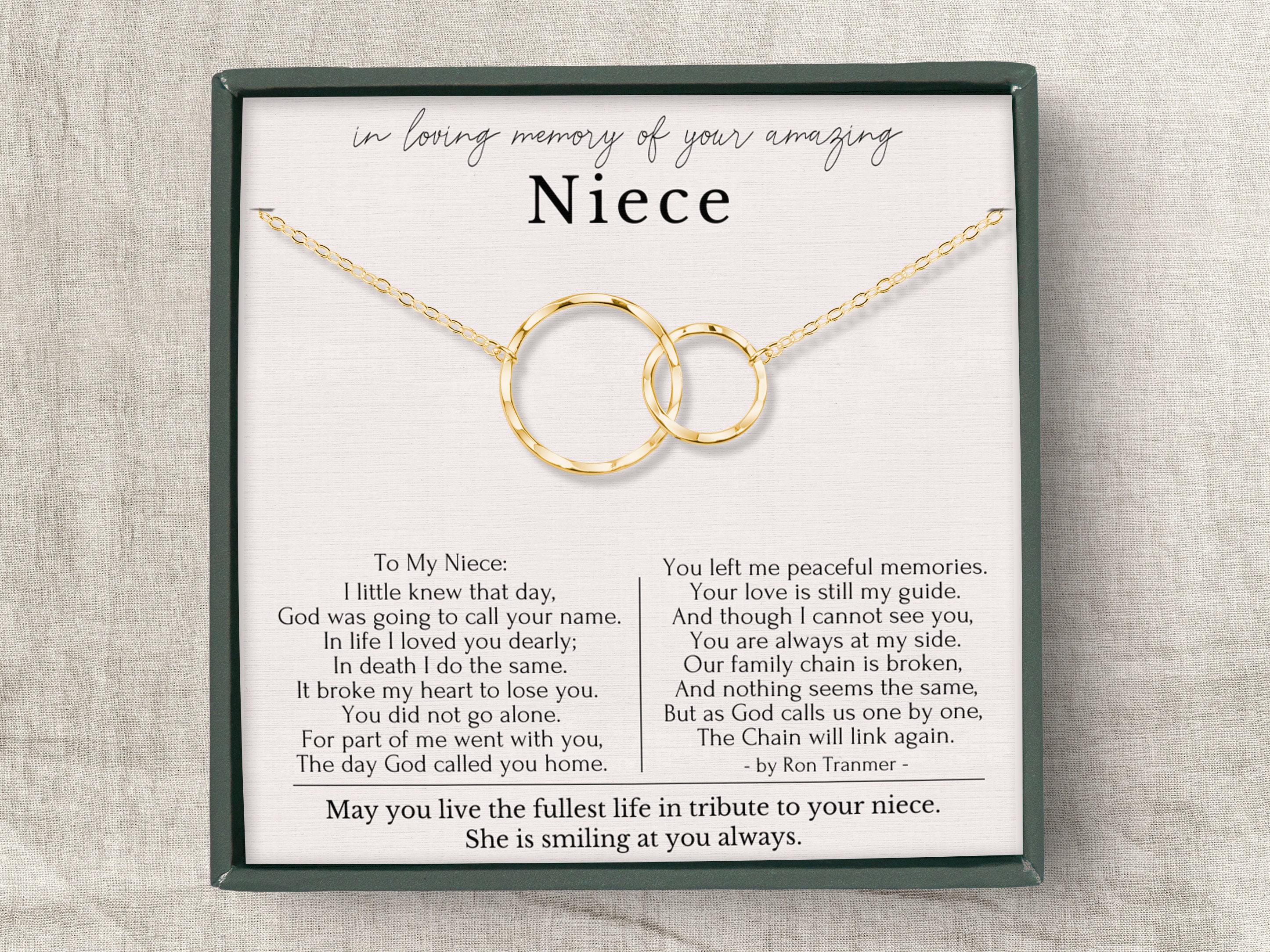 Sympathy gift loss of niece | Memorial necklace for niece | Remembrance ...