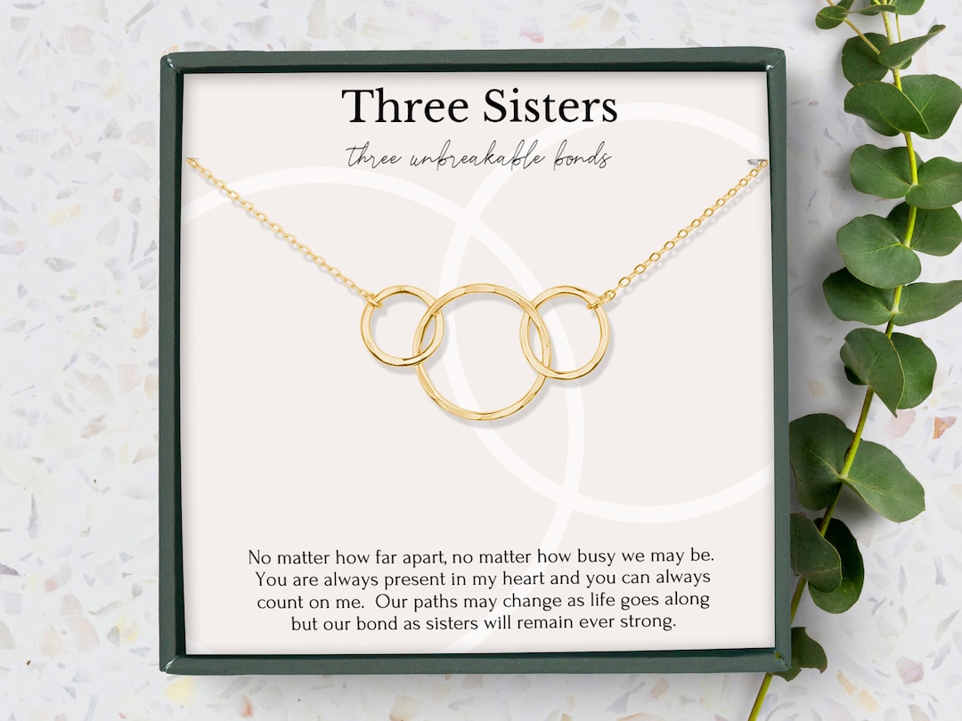 Sisters Necklace for 3 Sister Birthday Gift From Sister 3 Ring Necklace ...