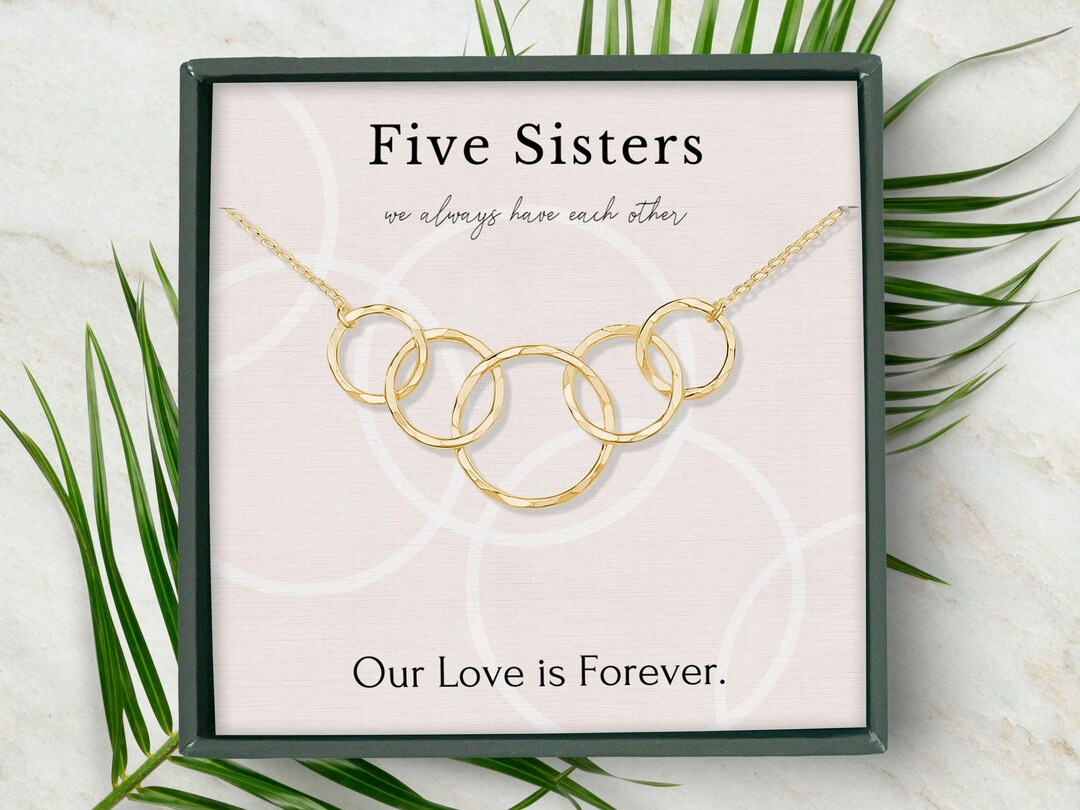 5 Sisters Gift • Five Sisters Necklace Jewelry • 5 Rings for 5 Sisters ...