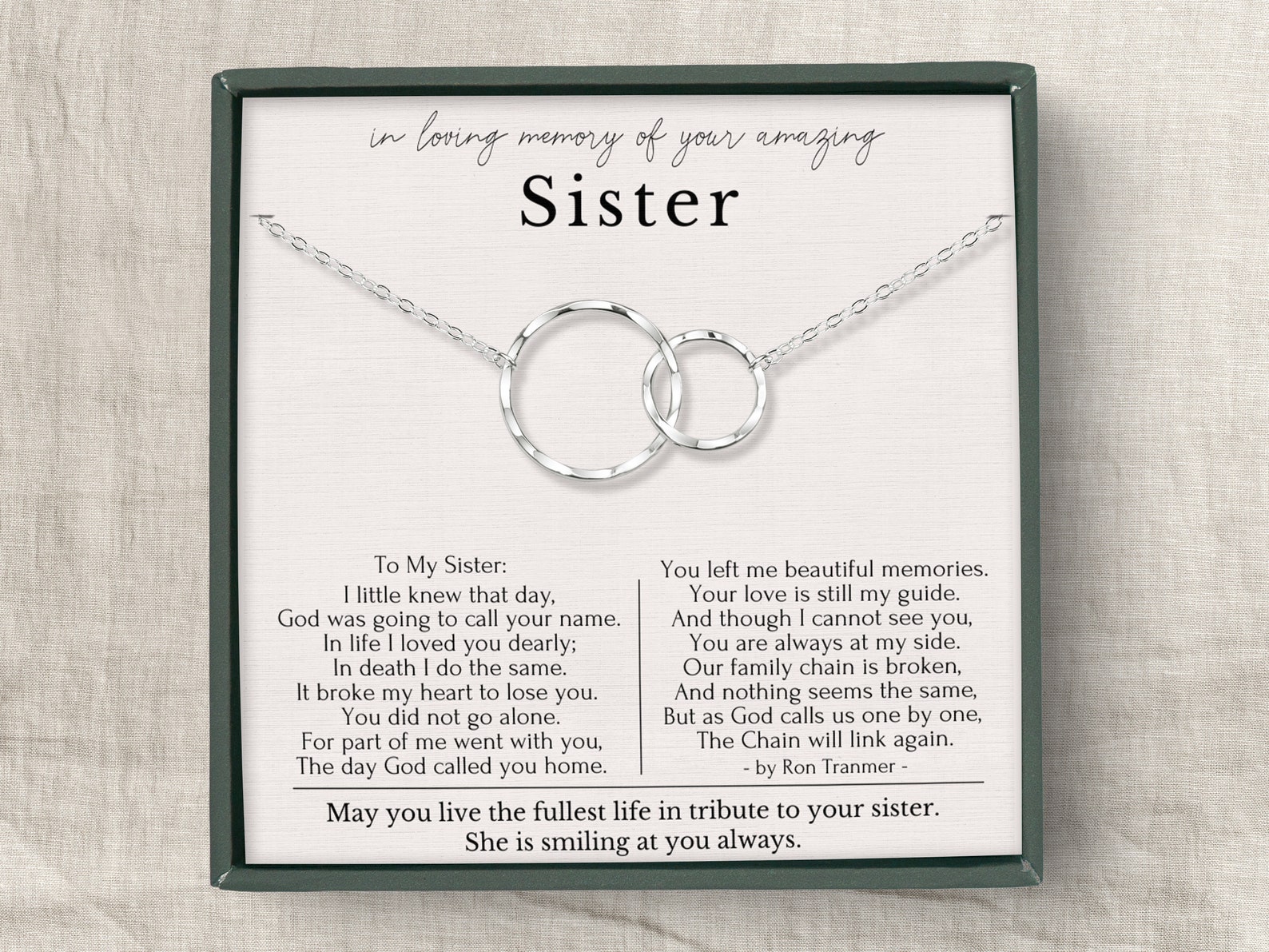 Loss of Sister Sympathy Gifts, Loss of Sister Necklace, in Memory of ...