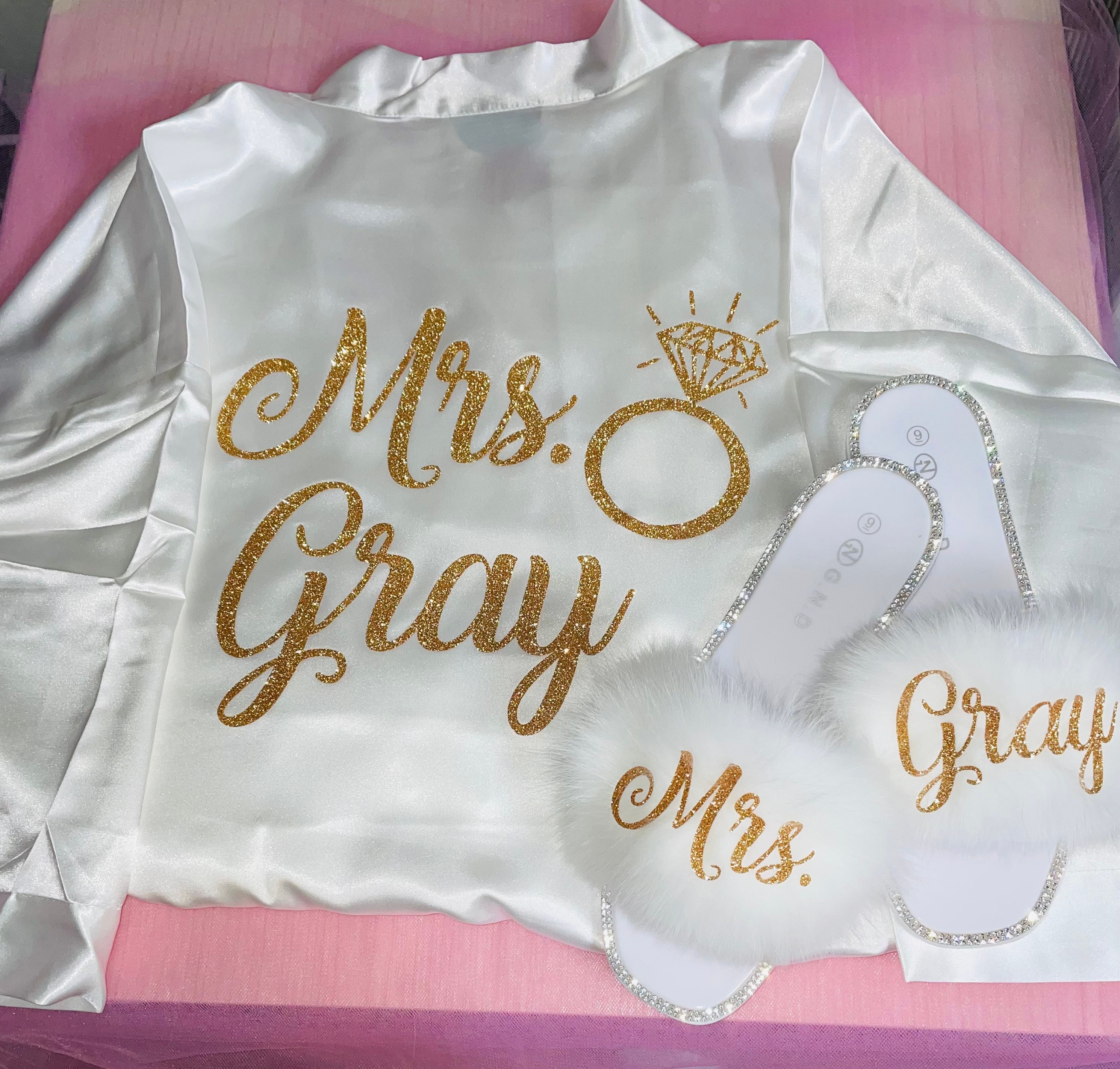 Bride Satin Personalized Robe and Slipper Set. - Etsy