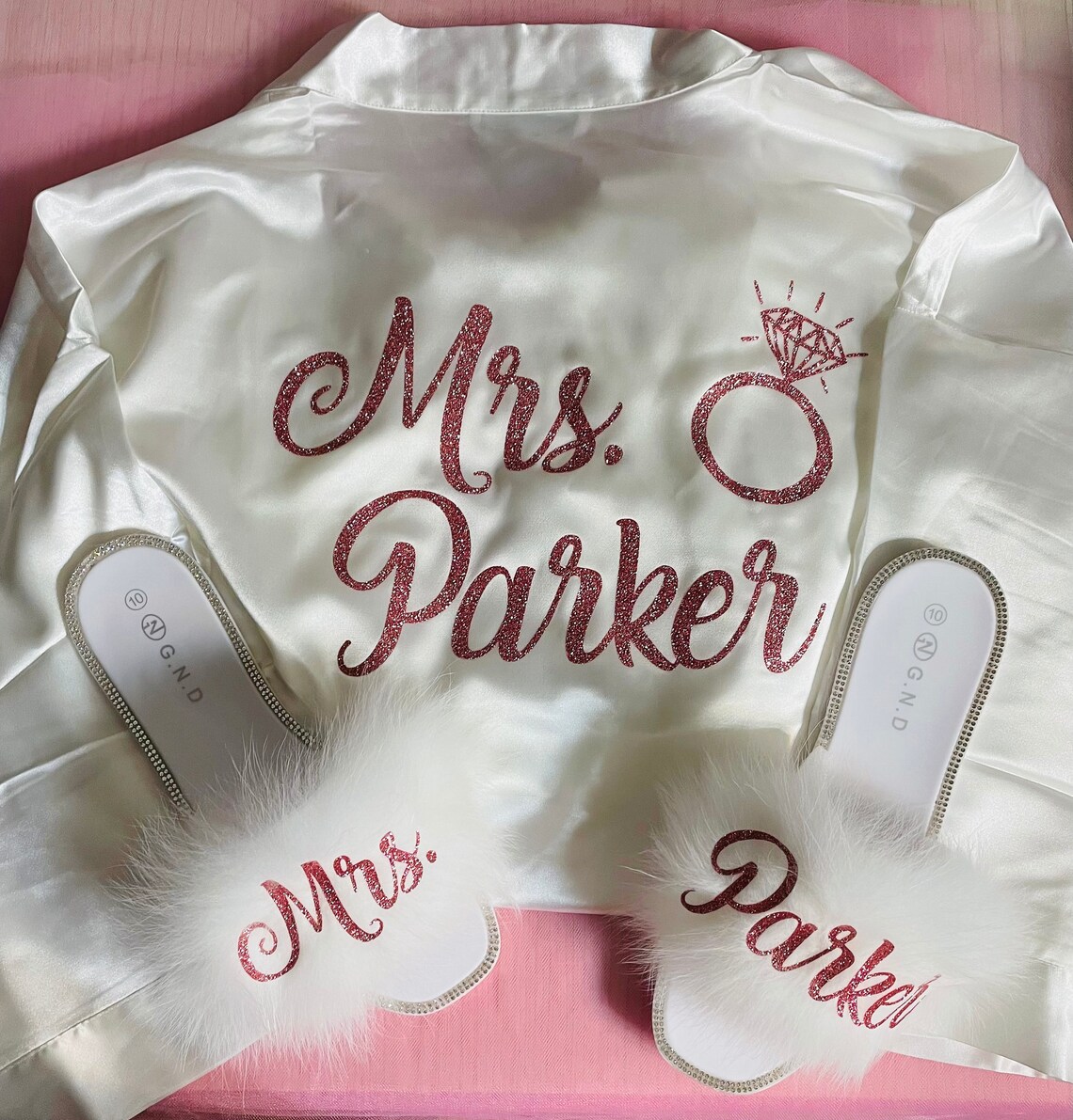 Bride Satin Personalized Robe and Slipper Set. - Etsy