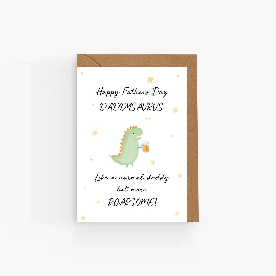 Daddysaurus Father's Day Card: Punny Dinosaur Dad Card - Etsy