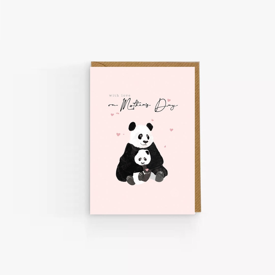 Cute Mothers Day Card. Card for Mum. Panda Mother's Day Card. Mama Bear ...